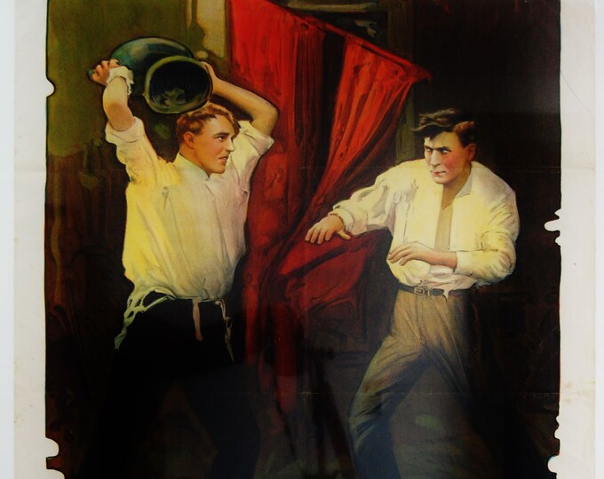 WILLIAM S HART 1920's Between Men, Original 27x41 Silent Western Movie ...