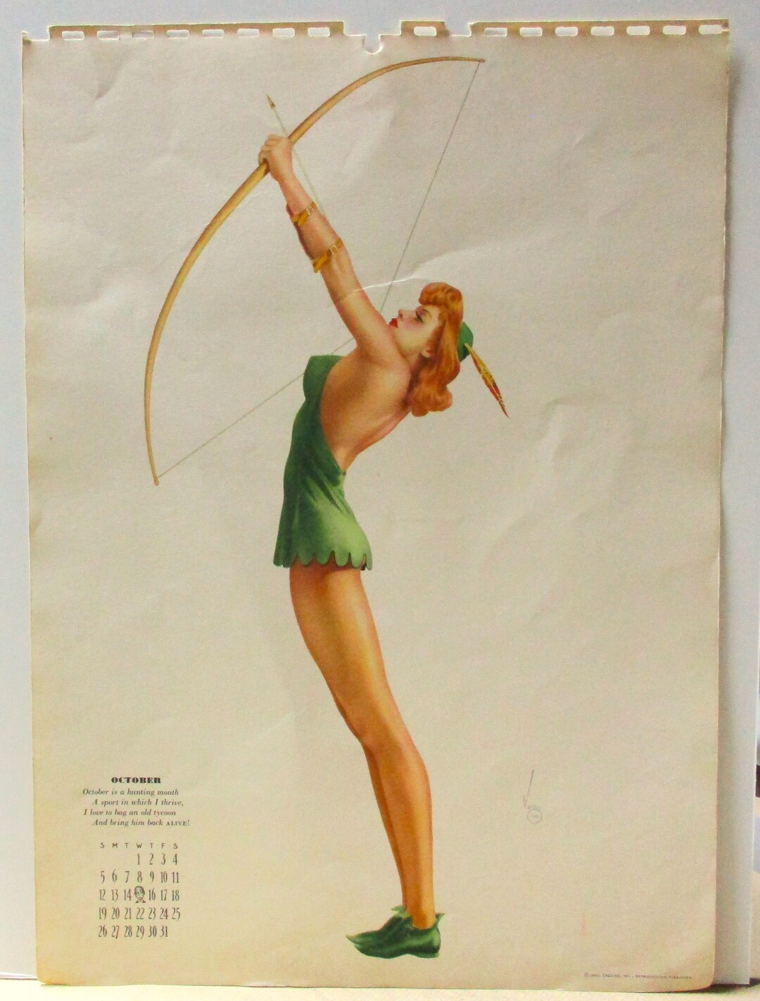 VARGA October 1940 Pinup, Vintage Pin-up Calendar, Archer, Petty Girl ...