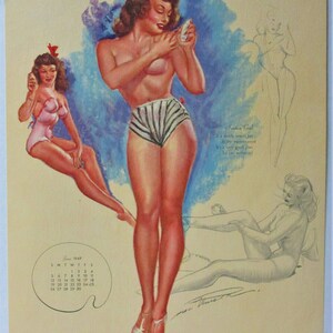 Earl Macpherson June 1949 Vintage Pin-up Calendar Page Suntan - Etsy