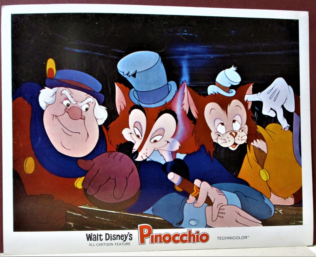 WALT DISNEY'S PINOCCHIO, 1971 Re-release Movie Lobby Card 11x14", All-cartoon Feature, Fox, Kids ...