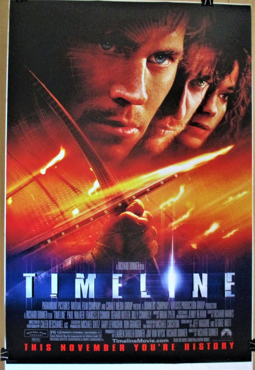TIMELINE, Original Rolled 27 X 40 DS Movie Poster, Paul Walker, Gerard ...