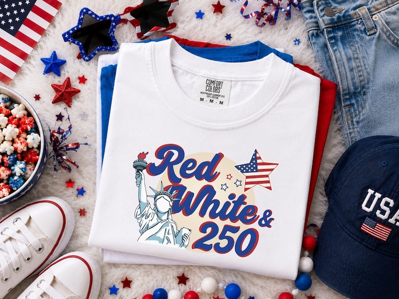 USA 250th Anniversary PNG, Red White Blue Patriotic Design (digital ...