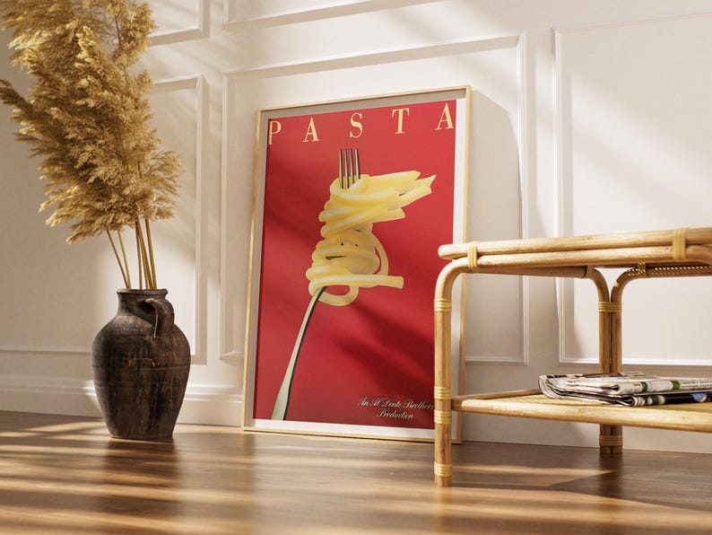 Pasta Wall Art | Italian Food Poster | Kitchen Wall Decor - Etsy