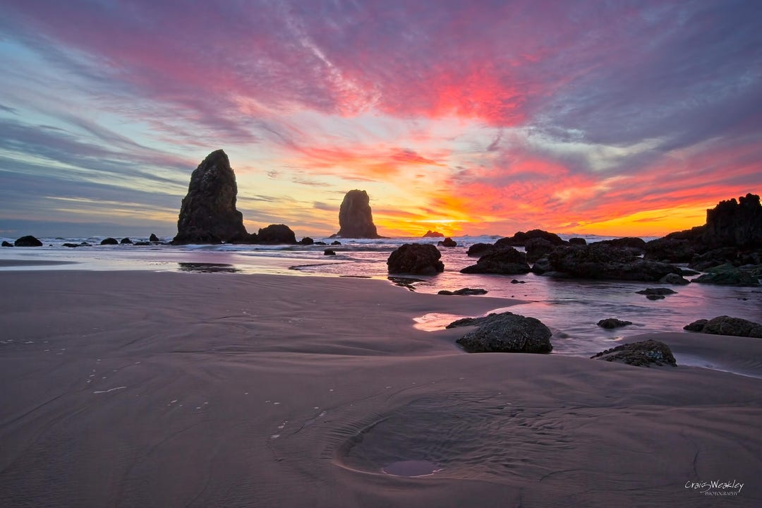 Cannon Beach Sunset Photograph, Ocean Sunset, Seaside Wall Art ...