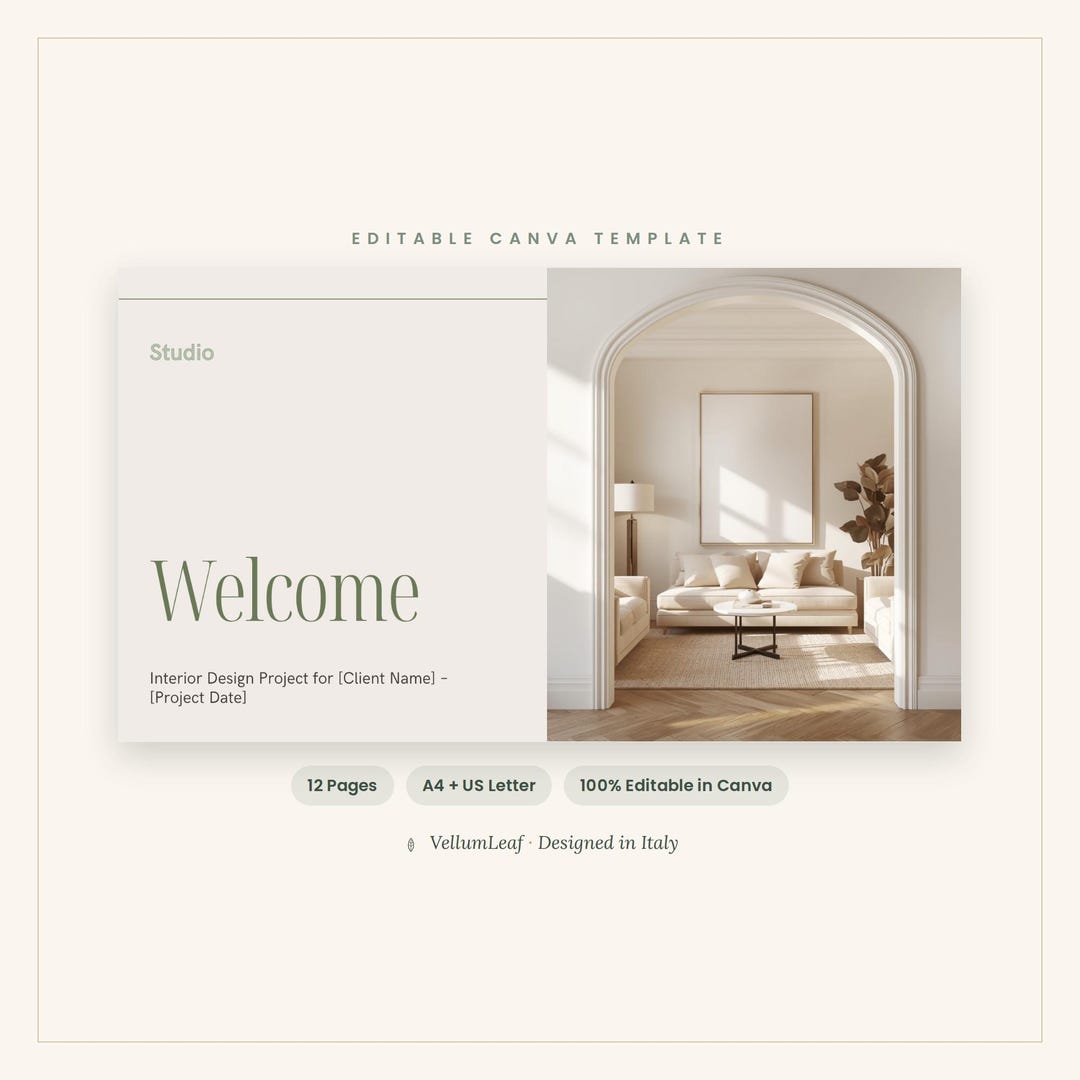 Interior Design Welcome Packet, Editable Canva Client Onboarding ...