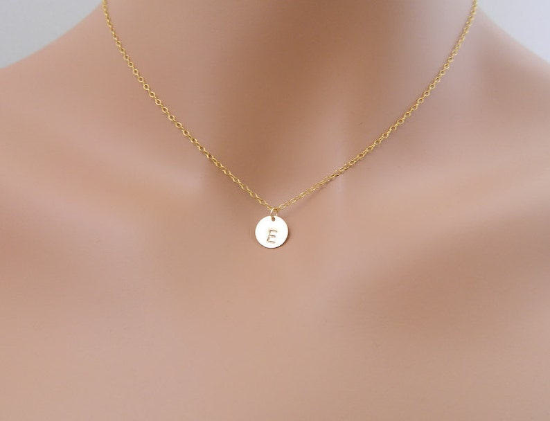 Tiny Disc Initial Necklace, Custom Monogram Necklace, Gold, Flower Girl ...