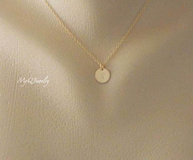 Tiny Disc Initial Necklace, Custom Monogram Necklace, Gold, Flower Girl ...