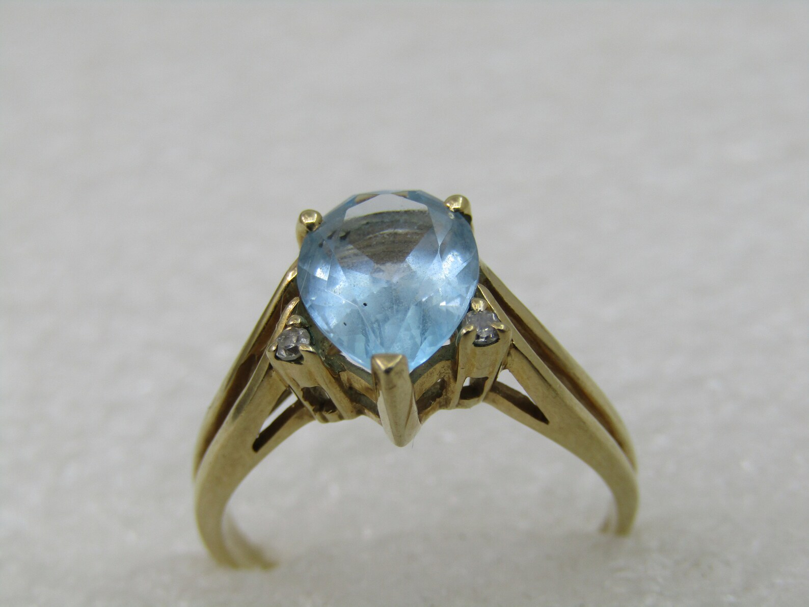 Vintage 10KT Dason Blue Topaz Diamond Ring Sz. 7. Appx. - Etsy