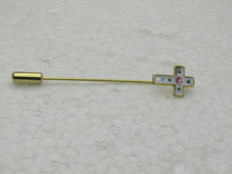 Vintage Enameled/guilloche Cross Stick Pin, Gold Tone, 1960's, 2.5" - Etsy