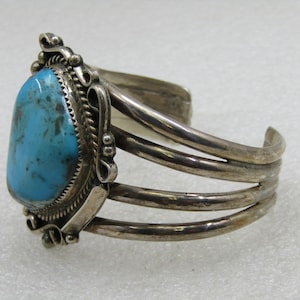 Vintage Sterling Navajo Turquoise Cuff Bracelet, L.N. Leander Nezzie - Etsy