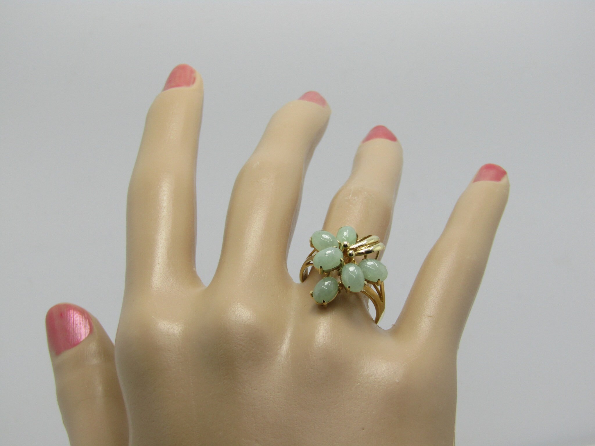 14kt Jade Cluster Ring, Size 8.25, 3.9 Grams, Grape Cluster, 4 TCW ...