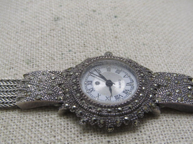 Vintage Sterling Silver Marcasite Watch, Ladies, Bracelet Band, Multi ...