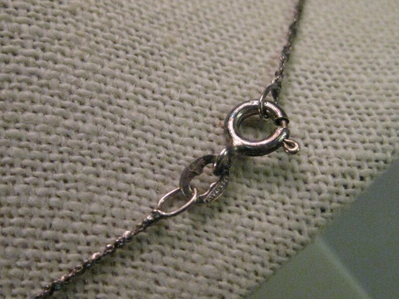 Vintage Necklace, Sterling Silver Chain & Green Crystal Heart Pendant ...