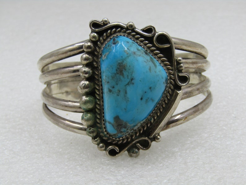 Vintage Sterling Navajo Turquoise Cuff Bracelet, L.N. Leander Nezzie - Etsy