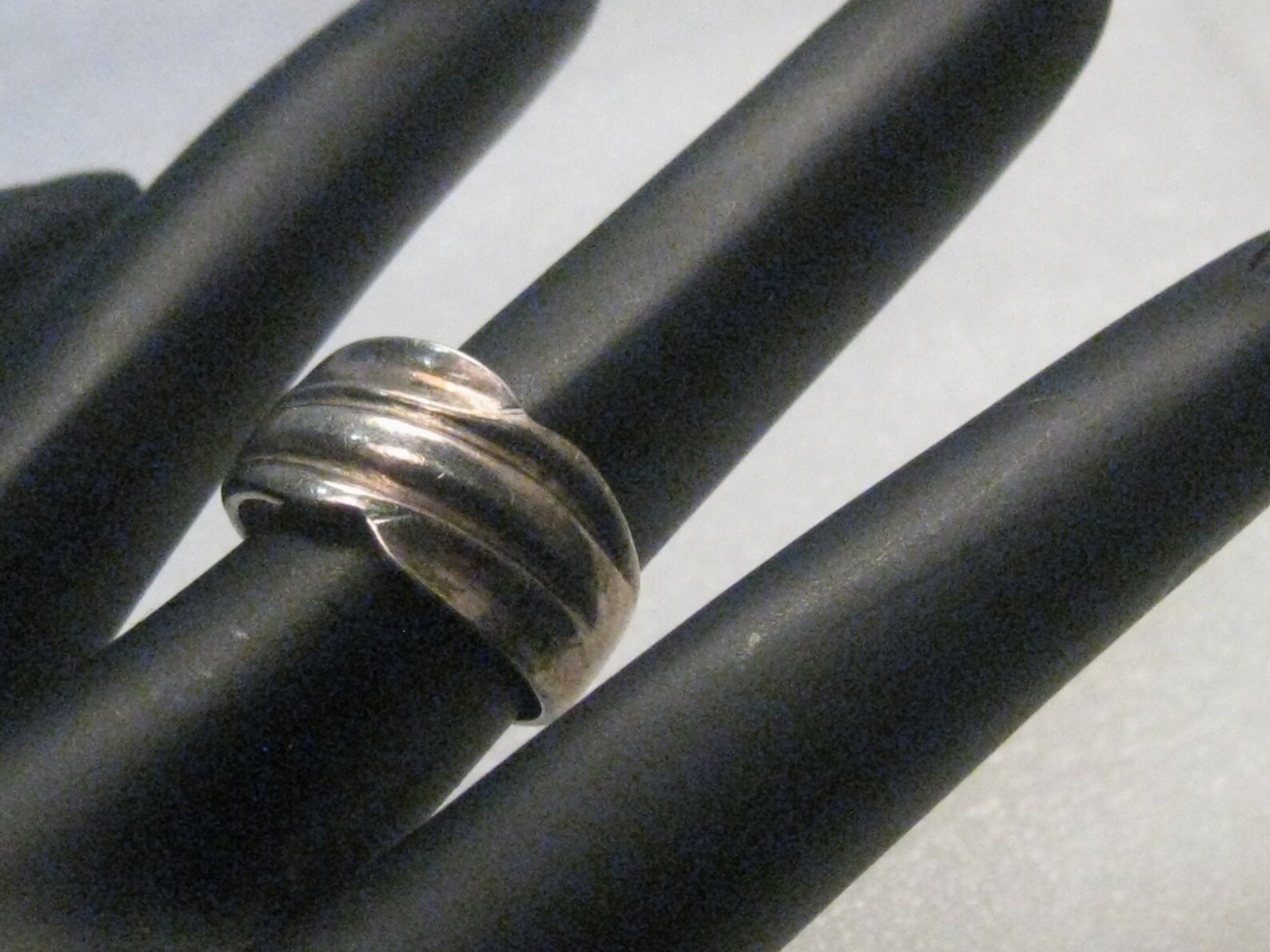 Sterling Silver Bypass Ring, Grooved, Signed, Sz 5.75, 5.07gr., 1980's ...