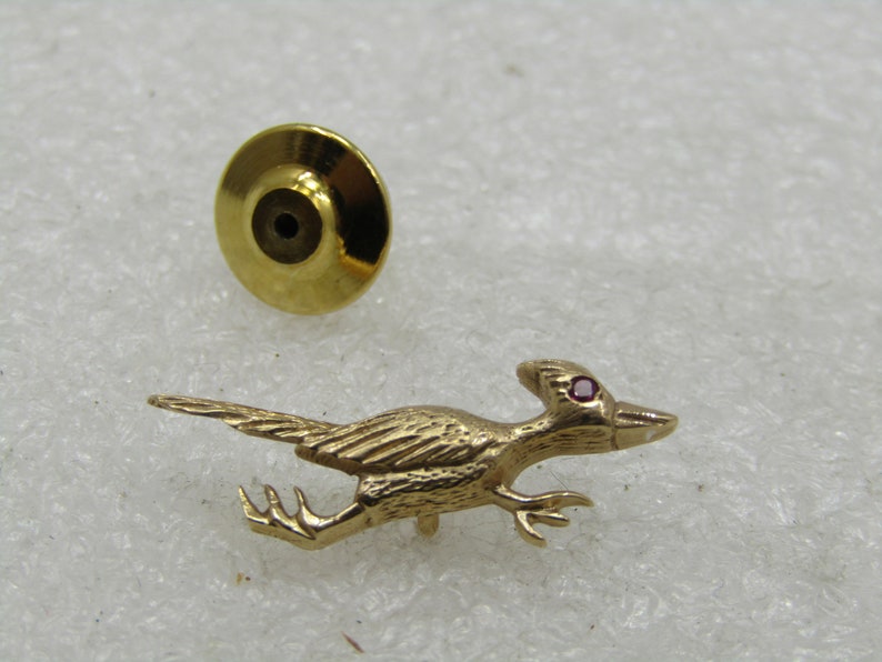 Vintage 14kt Road Runner Tack Pin, Ruby Eye - Etsy