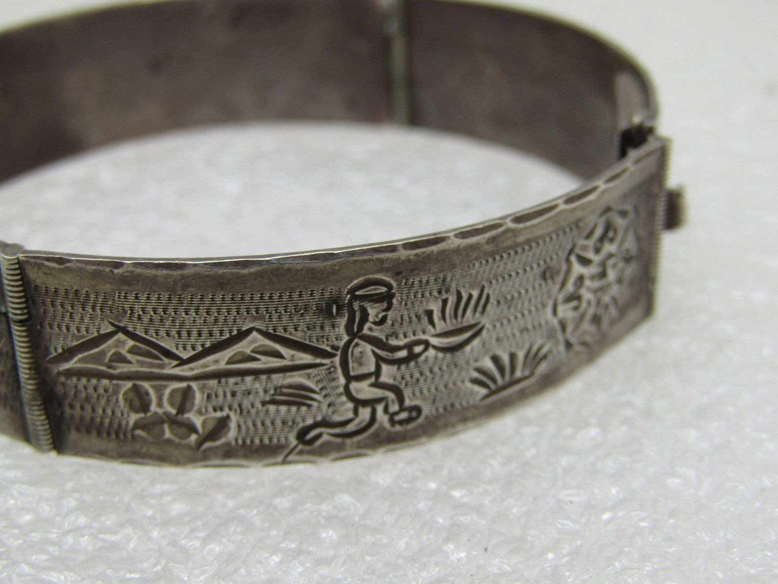 Vintage Sterling Mexican Storyteller Bracelet, Hinged, Box Clasp ...