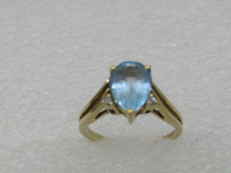 Vintage 10KT Dason Blue Topaz Diamond Ring Sz. 7. Appx. - Etsy