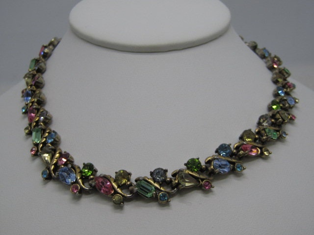 Vintage Hollycraft Rhinestone Demi Parure, Necklace, Bracelet, Clip ...