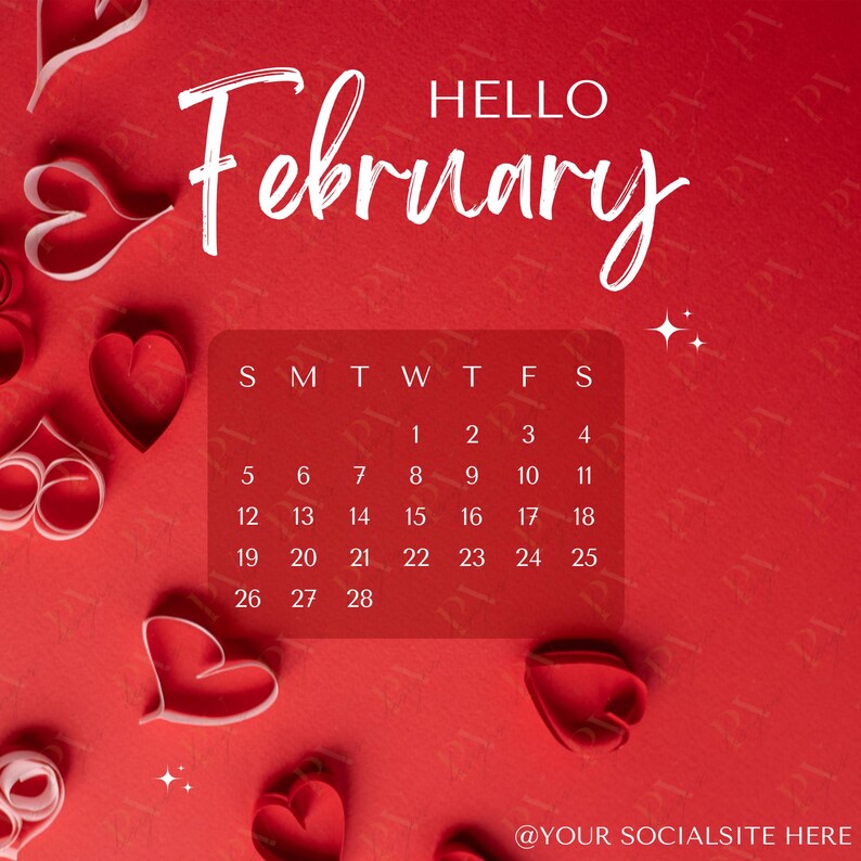 February Social Media Calendar Template – Valentine Canva Editable ...