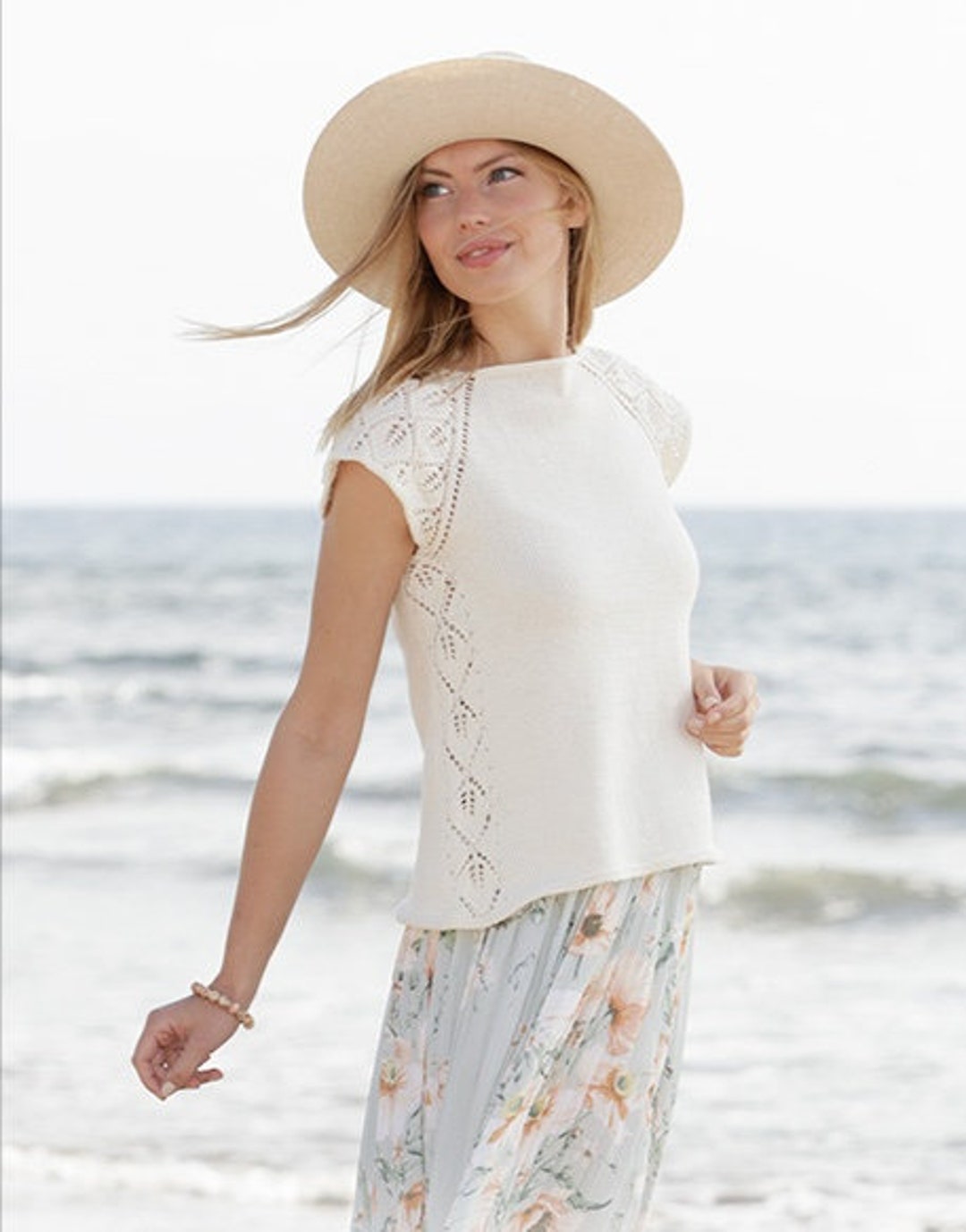Hand Knit Cotton Summer Top, Short Sleeve Knitwear - Etsy