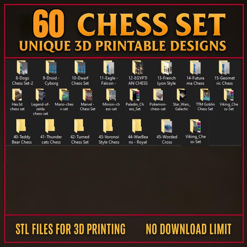 60 Unique Chess STL Sets | Fantasy, Mythology, Animal, Sci-fi Designs ...