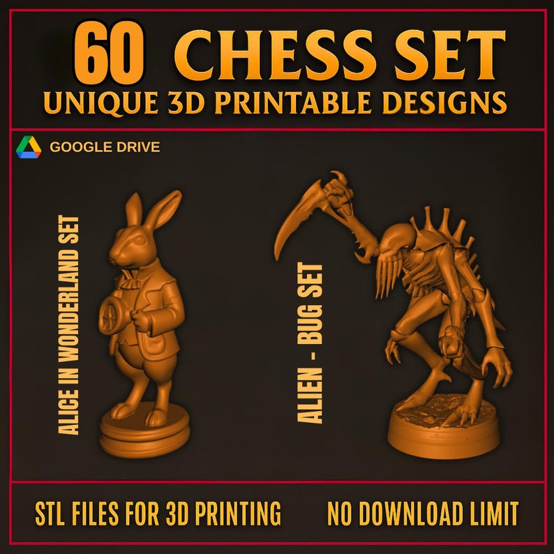 60 Unique Chess STL Sets | Fantasy, Mythology, Animal, Sci-fi Designs ...