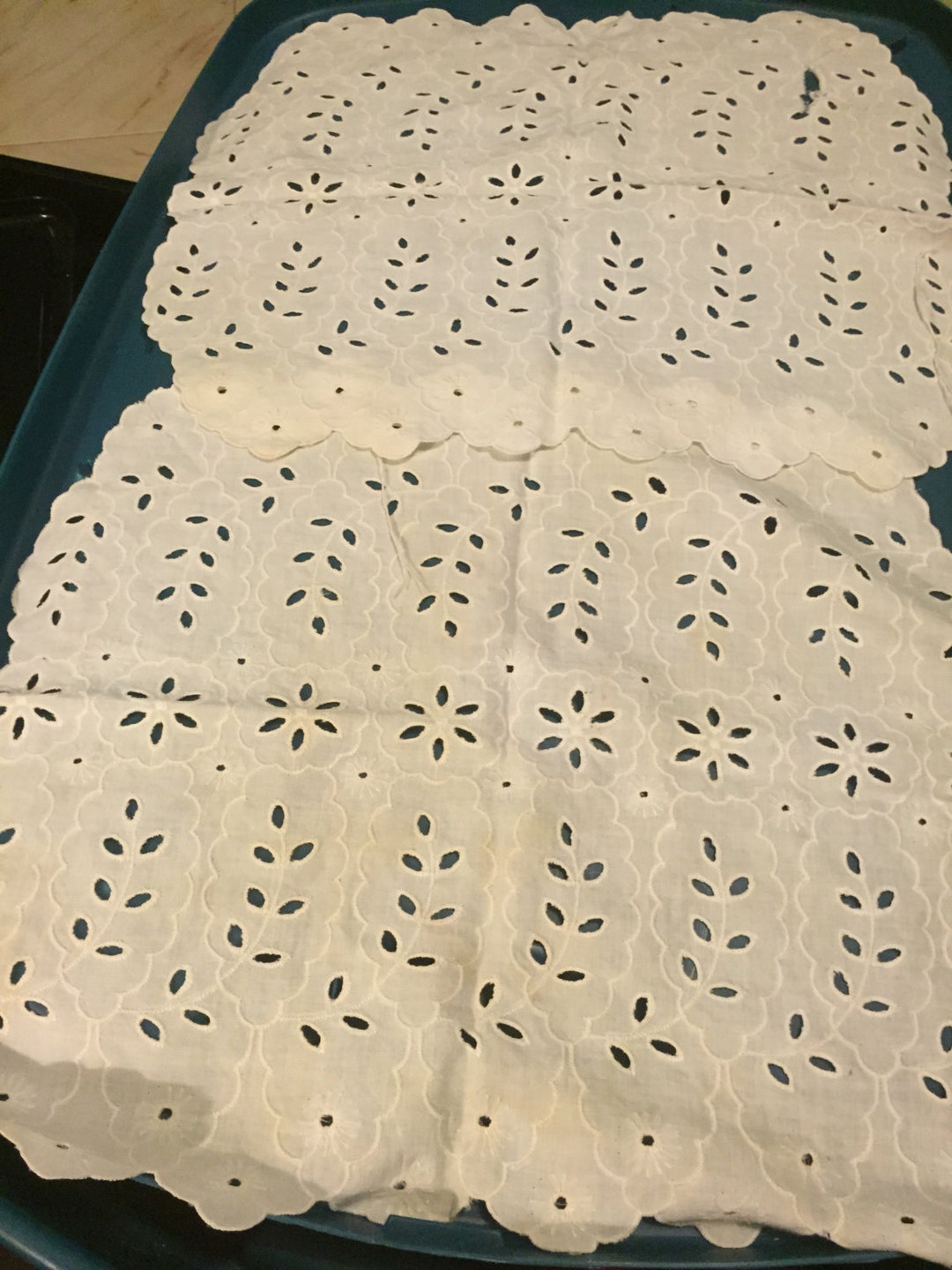 2 White Square/rectangular Eyelet Doilies - Etsy