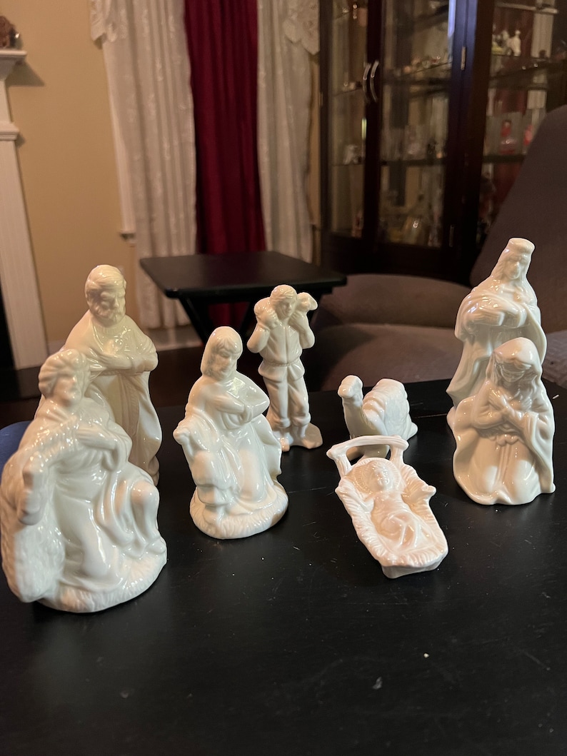 White Porcelain Nativity Set - 8 Pieces - Etsy