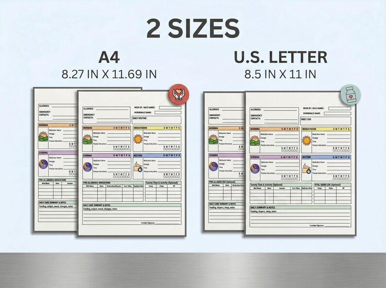 Universal Caregiver Medication Tracker, Daily Weekly Medicine Log for ...