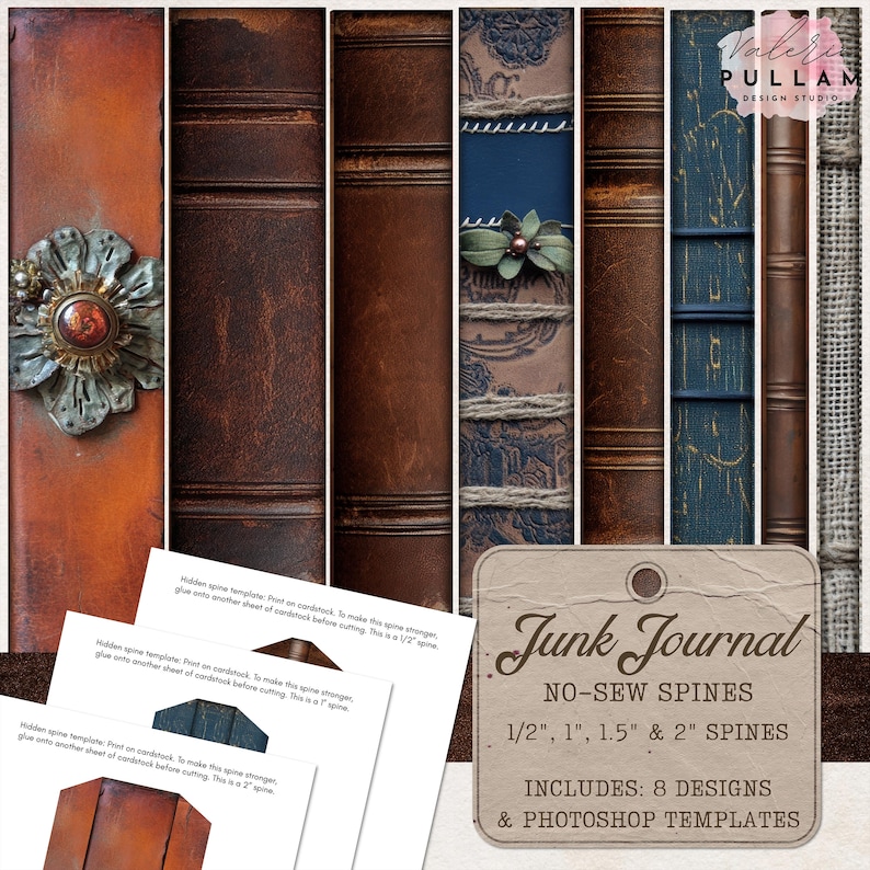 Junk Journal Spine Templates | Printable Spine Covers (digital Download ...