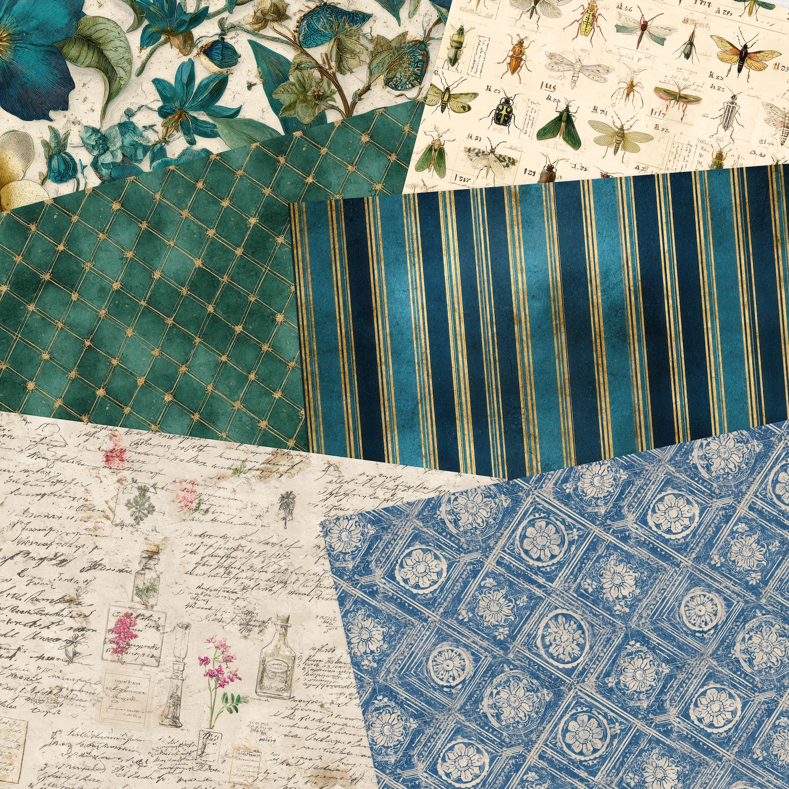 Victorian Curiosity Cabinet Pattern Papers – 16 Printable Junk Journal ...
