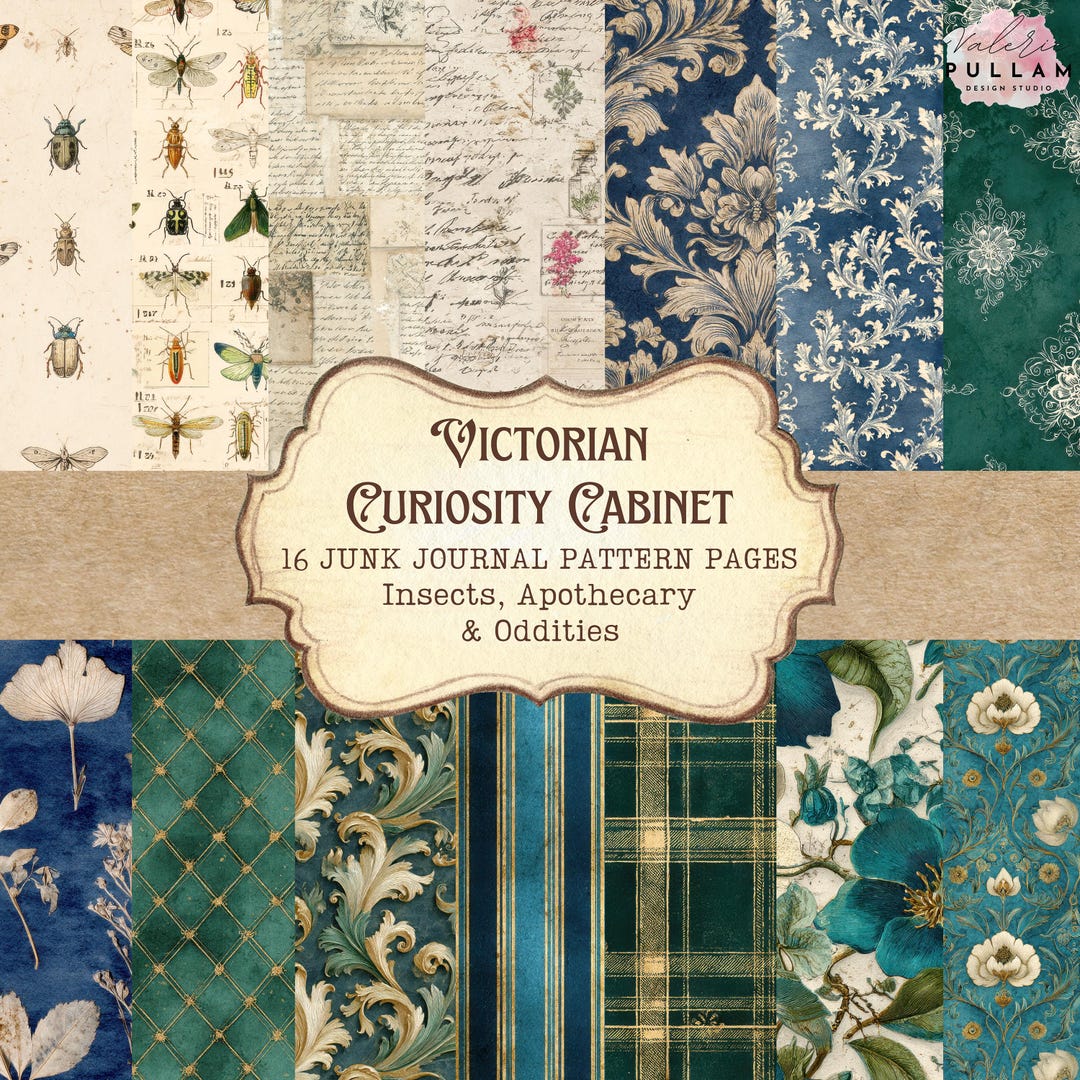 Victorian Curiosity Cabinet Pattern Papers – 16 Printable Junk Journal ...