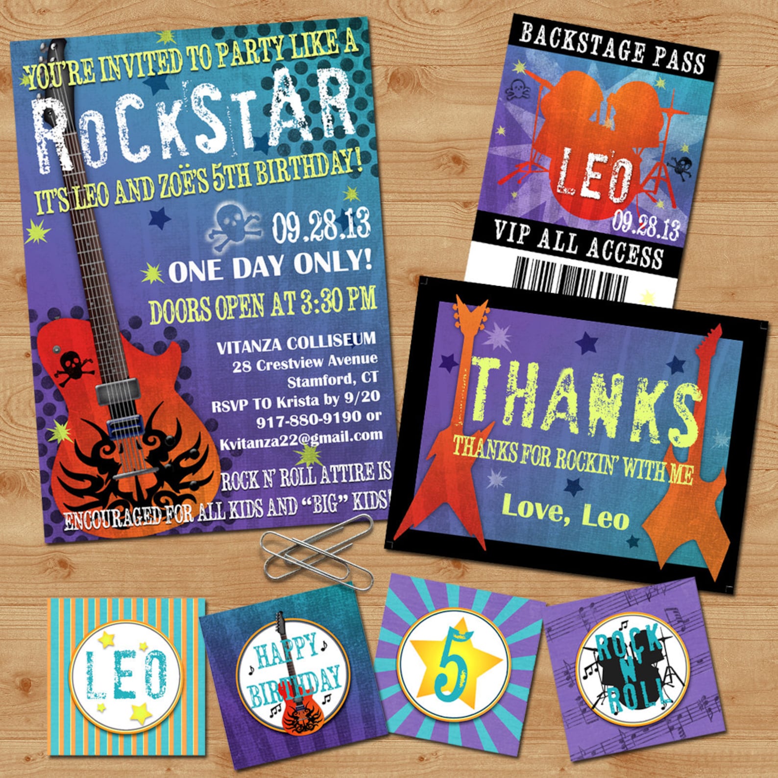 Rockstar Birthday Party Invitation Bundle: Personalized Printable ...
