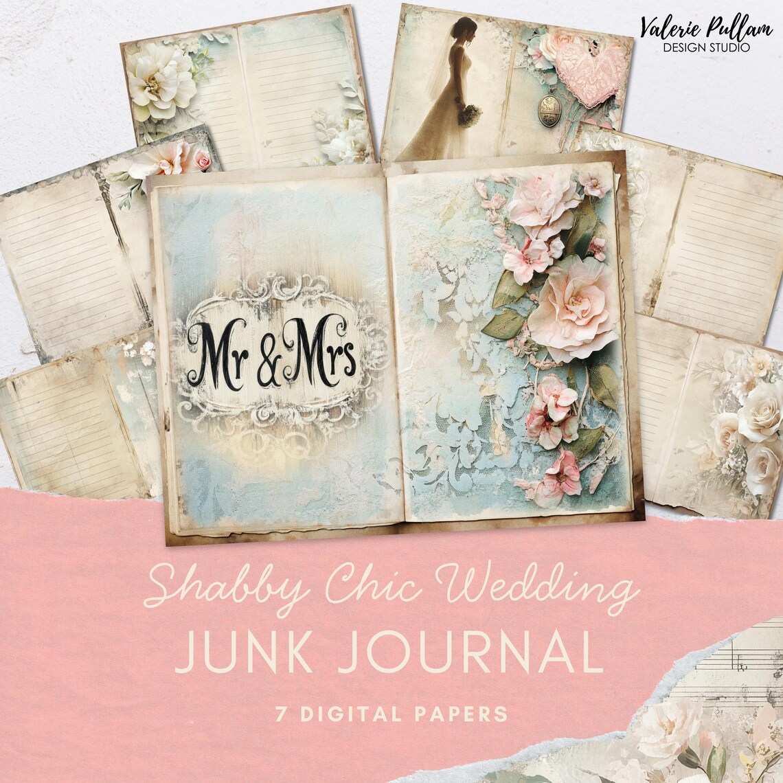 Shabby Chic Wedding Junk Journal Printable Pages: Vintage Lace (digital ...