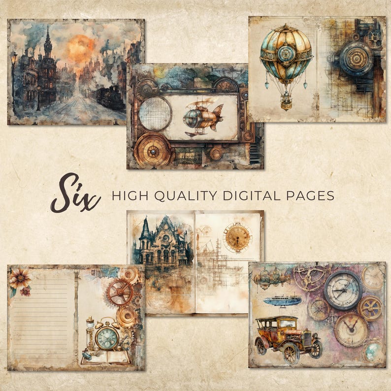 Steampunk Junk Journal Kit: Printable Ephemera, Tags, Pages (PDF ...
