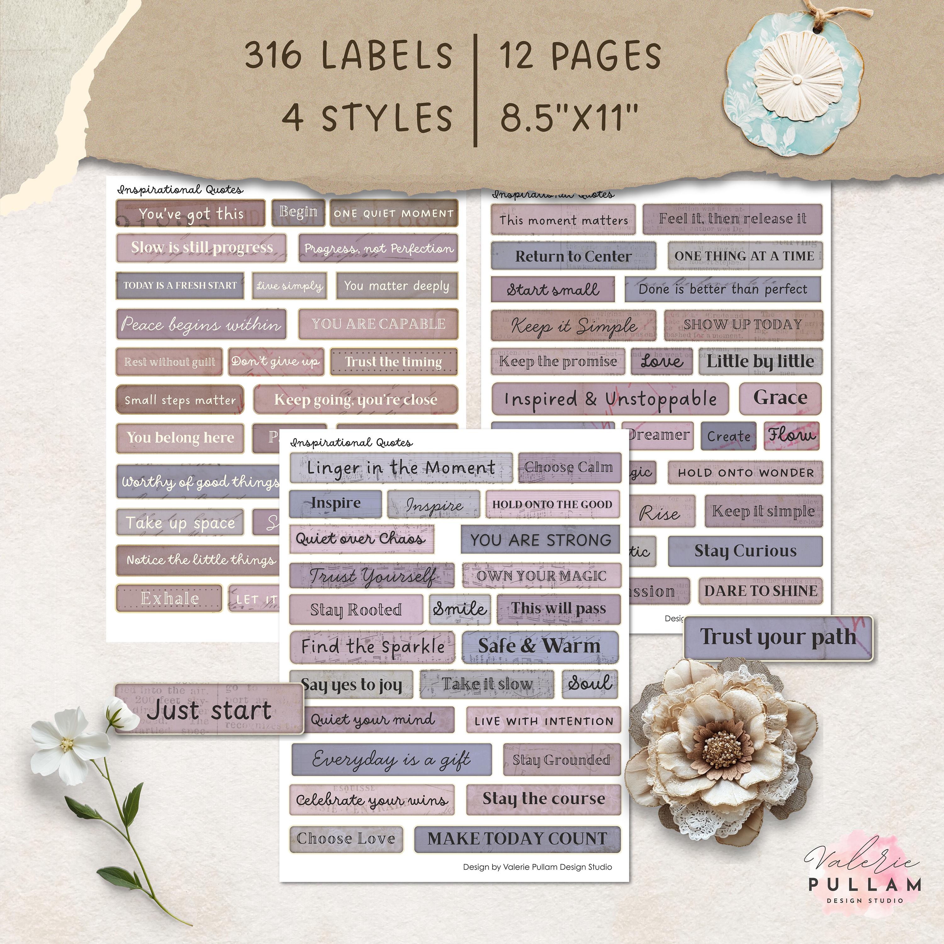 Inspirational Quotes Labels Printable, Vintage Affirmation Labels Set ...