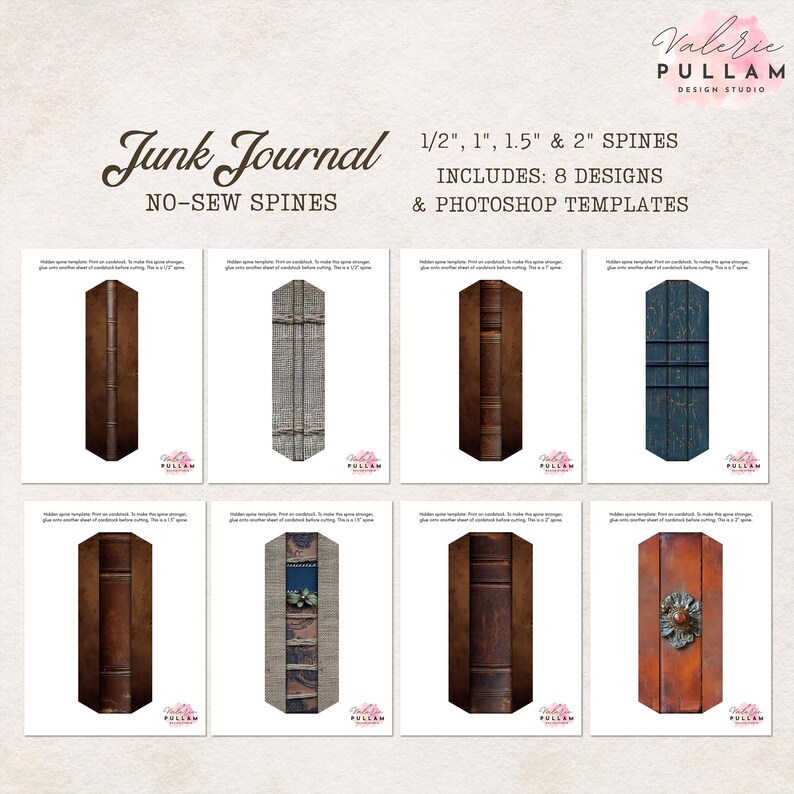 Junk Journal Spine Templates | Printable Spine Covers (digital Download ...