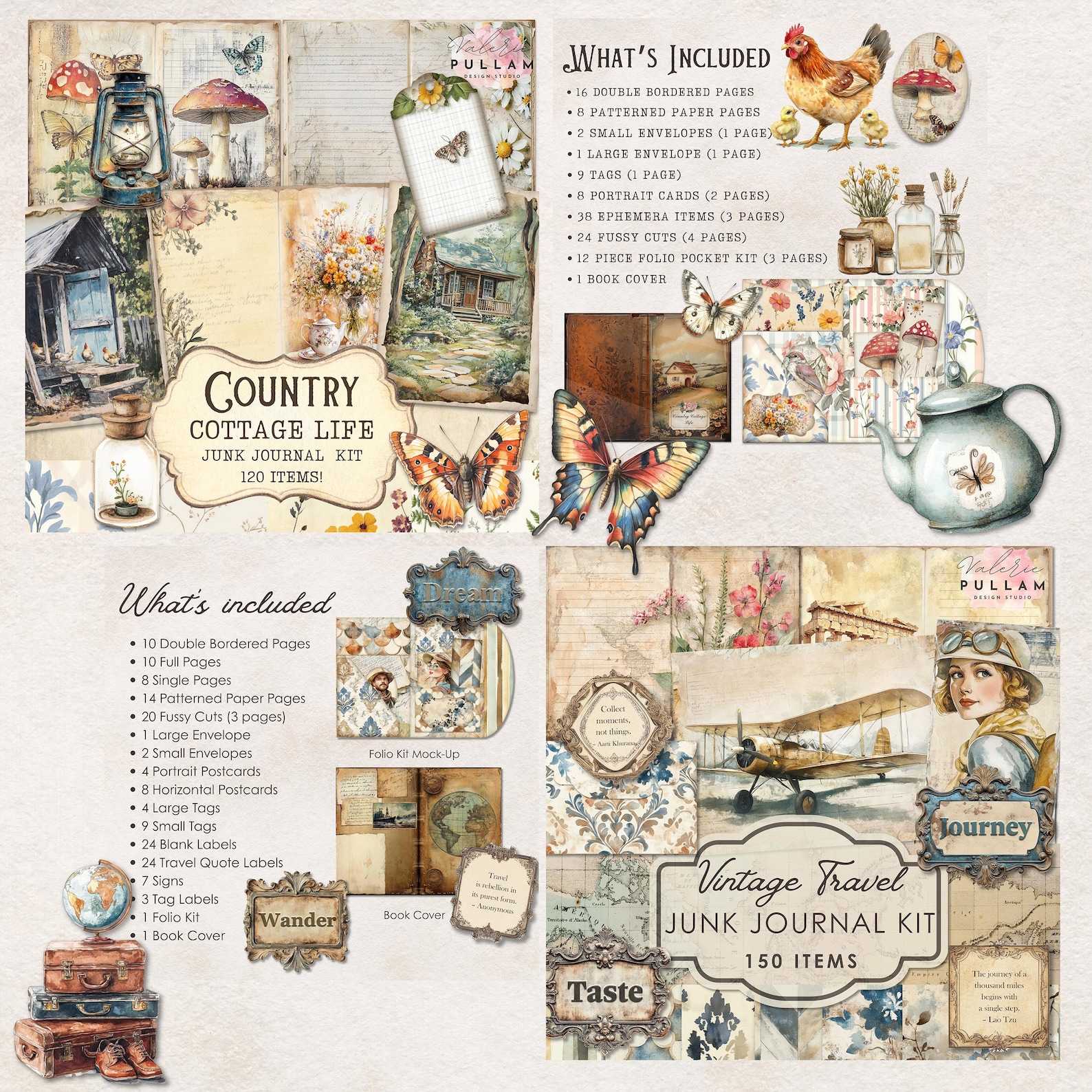 The Everything Bundle: Junk Journal Kits Collection | 17 Printable Kits ...