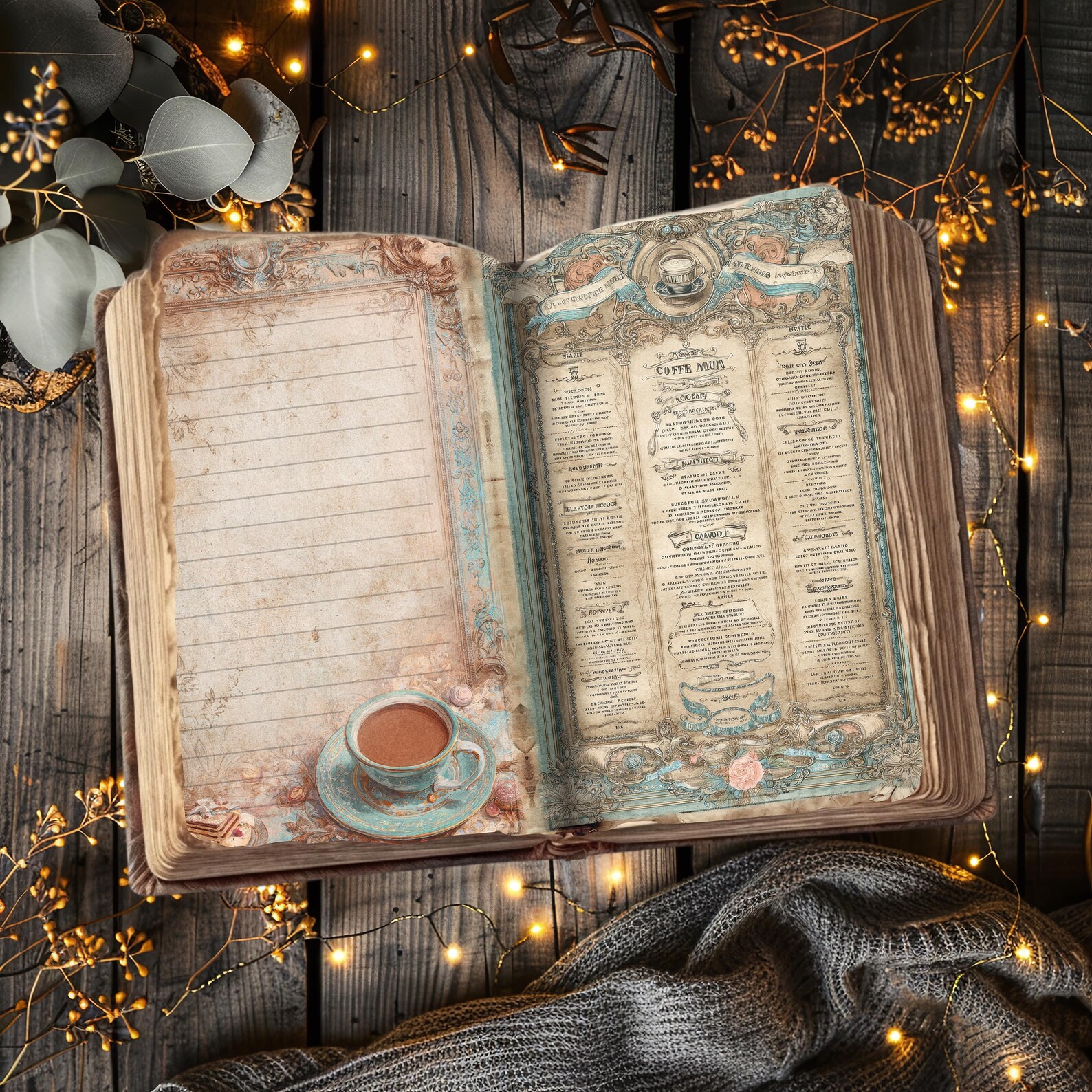 Shabby Chic Coffee Shop Journal Kit: Vintage Printable Ephemera ...