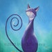 Original Painting for Sale : Fantasy Cats wistful Cat in Purple ...