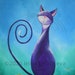 Original Painting for Sale : Fantasy Cats wistful Cat in Purple ...