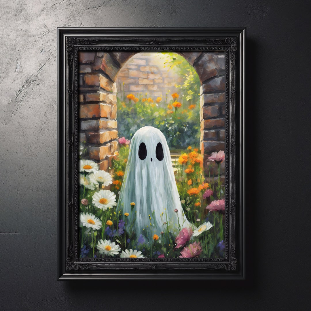 Lonely Ghost in Walled Flower Garden Digital Art Print | Printable ...