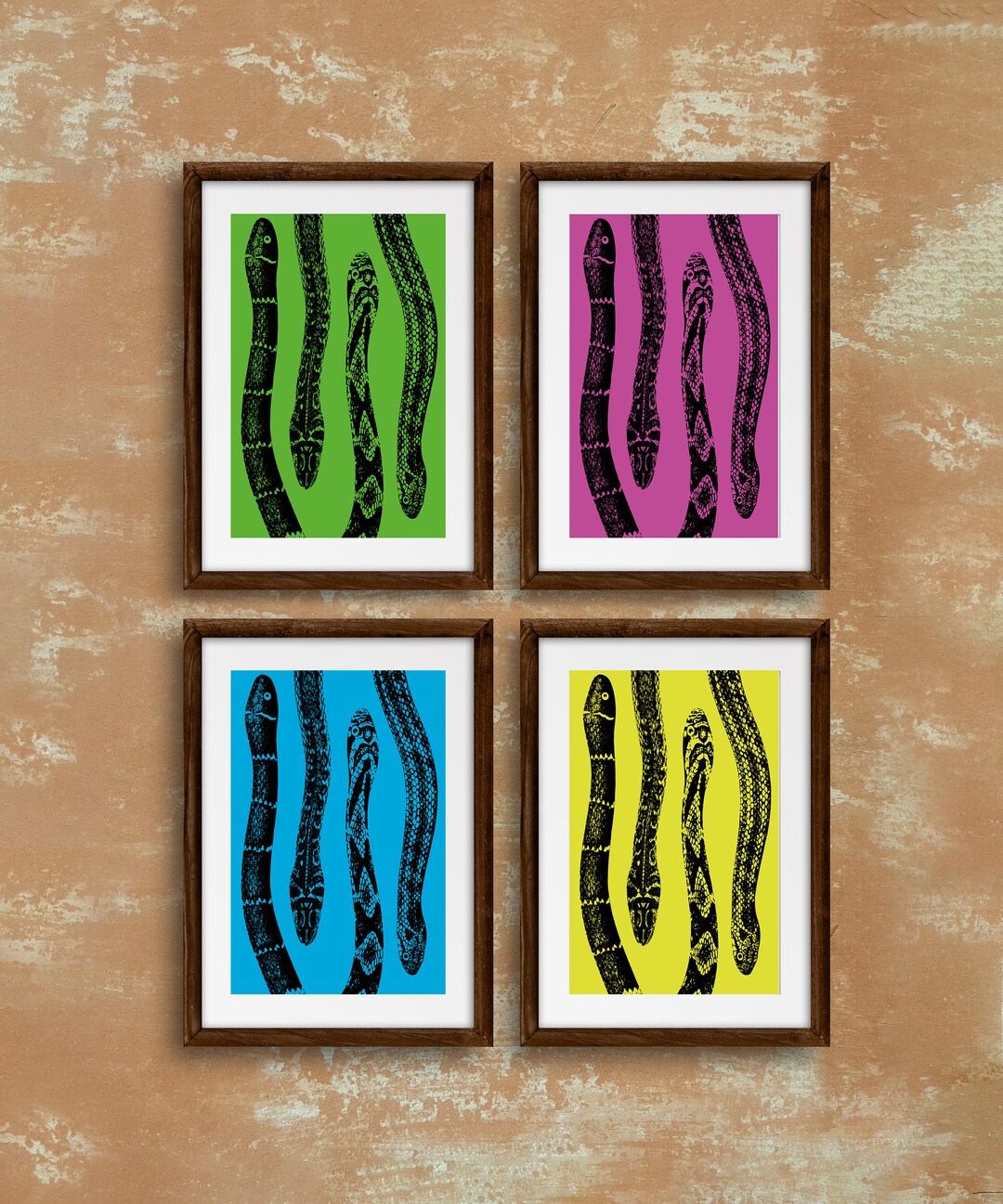Neon Snake Reptile Digital Art Print Set | Printable | Instant Download ...