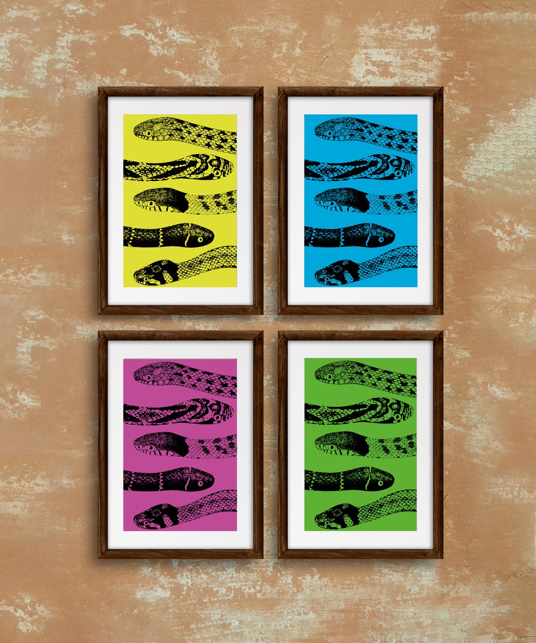 Neon Snake Reptile Digital Art Print Set Printable Instant Download ...