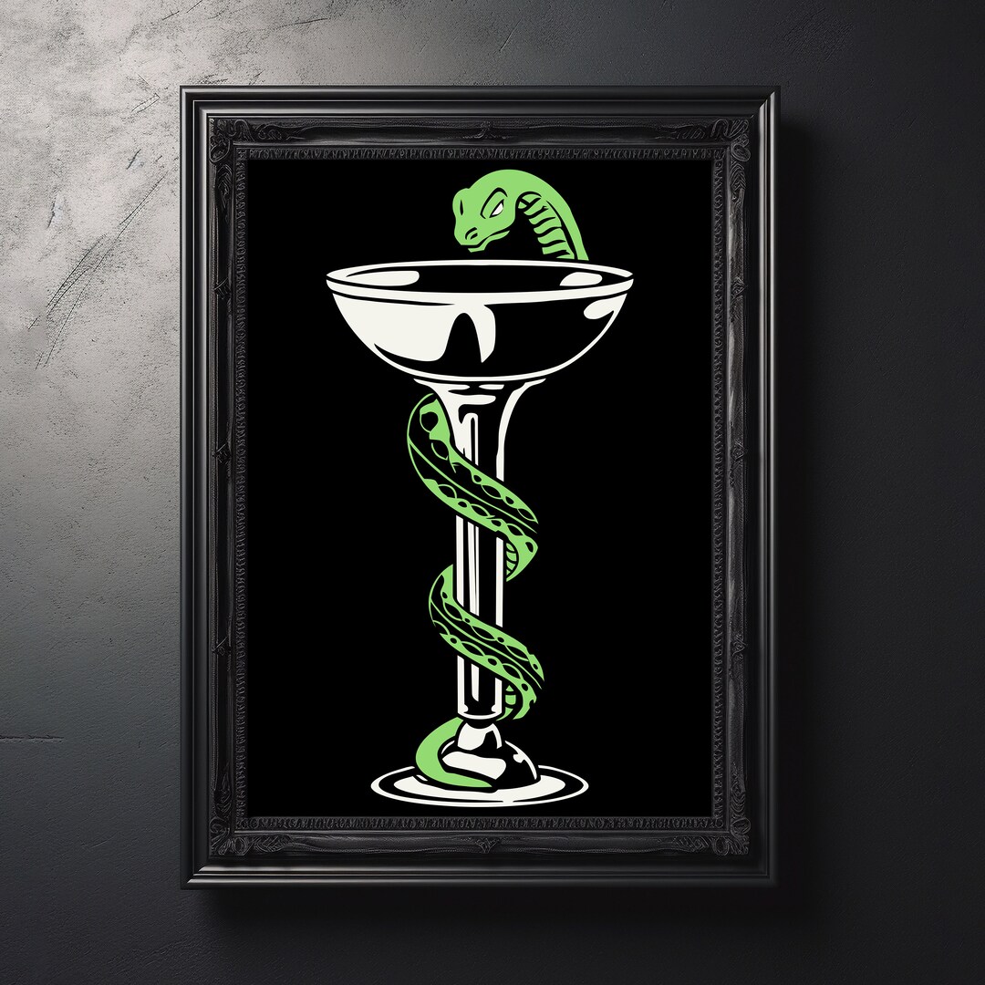 Serpent Martini Glass Art Print A4 Wall Art Home Decor Gift for Home ...