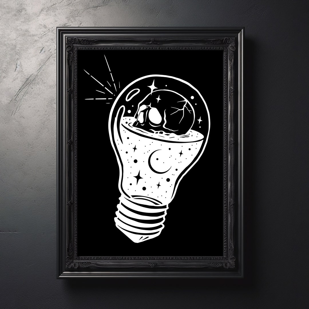 Skull Light Bulb Potion Art Print A4 Wall Art Home Decor Gift for Home ...