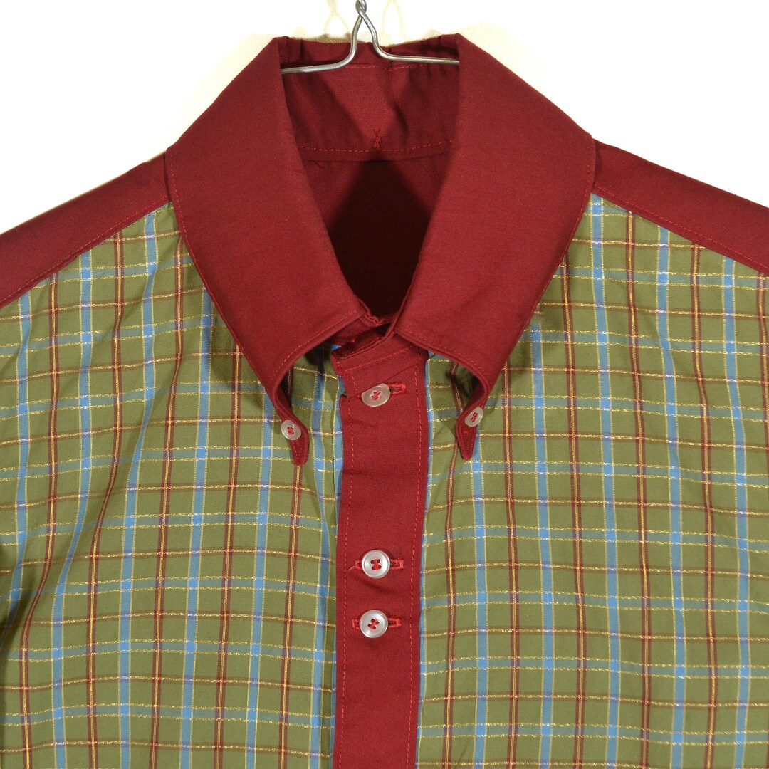 Men’s Mod Swinging 1960s Style Gingham Dress Shirt / Button Down Collar ...