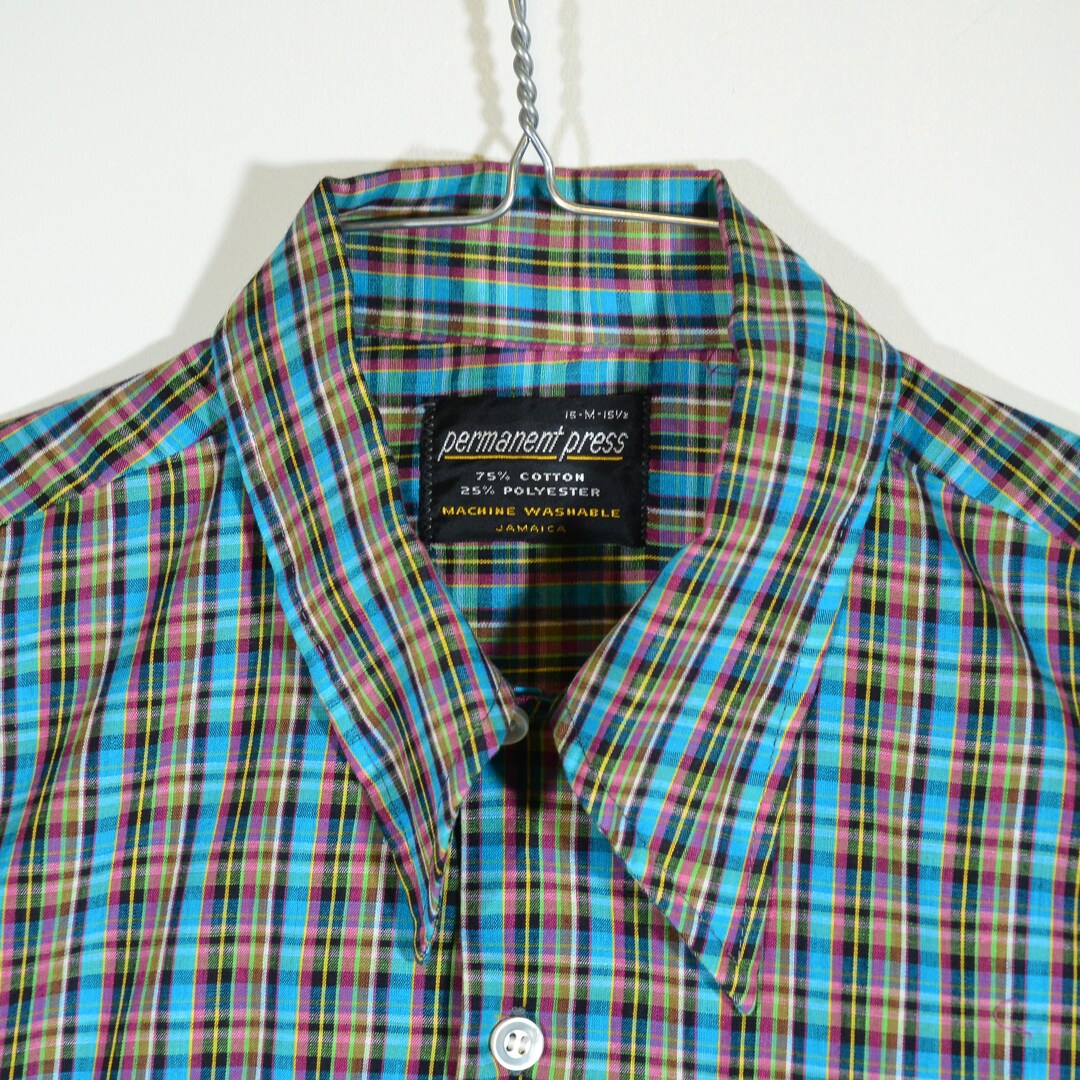 Men’s Mod 1960s Style, Gingham Check Short Sleeve Shirt / Button Down ...