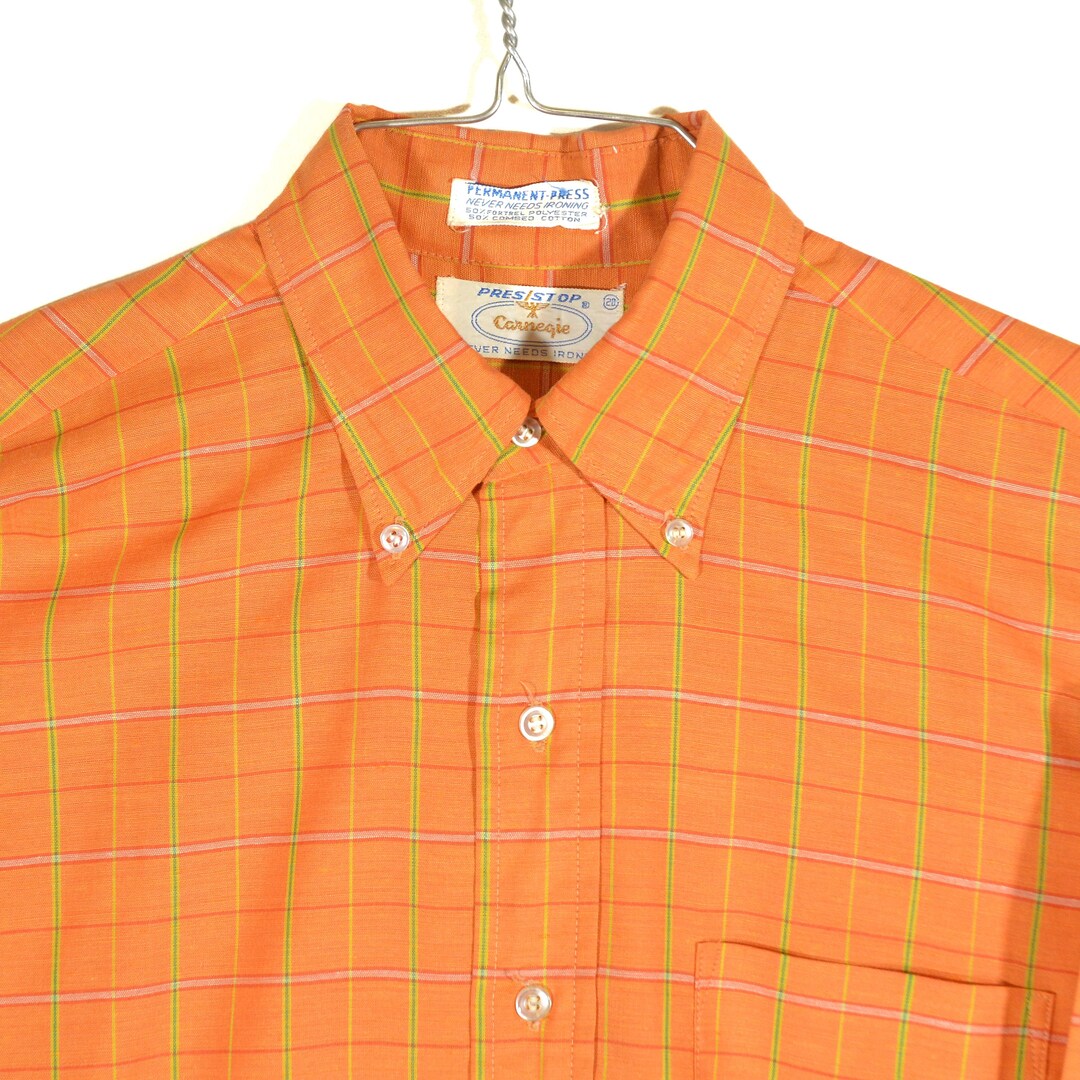 Men’s Mod 1960s Original, Carnegie Gingham Check Long Sleeve Shirt ...